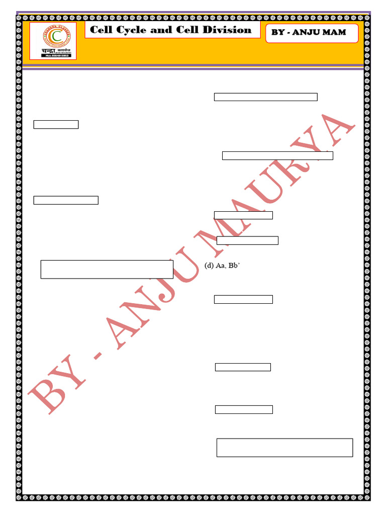 Cell Division With Answer - 12945800 - 2024 - 08 - 10 - 15 - 26 | PDF ...