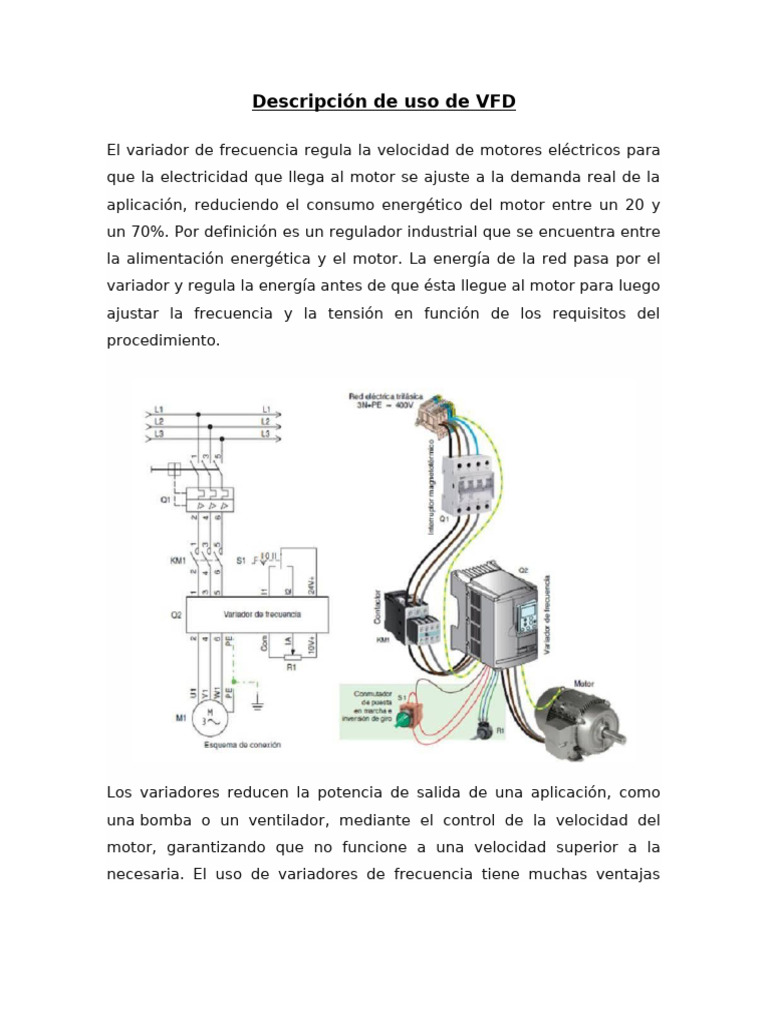 Descripción de Uso de VFD | PDF | Motores | Electricidad