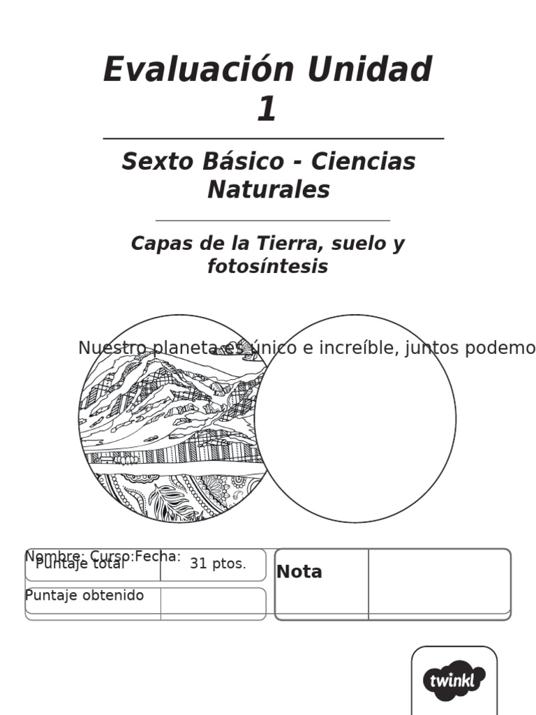 CL CN 1678964553 Evaluacion Unidad 1 Sexto Basico Ciencias Naturales Capas de La Tierra Suelo y ...
