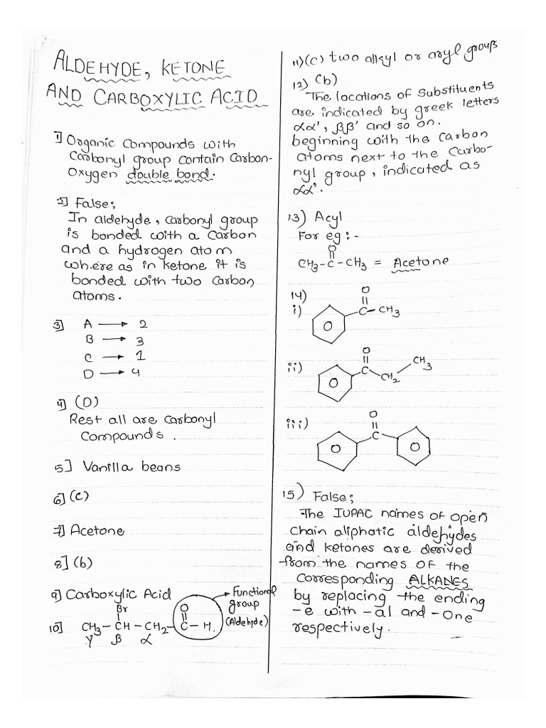 Aldehyde, Ketone and Carboxylic Acids - Objectives | PDF