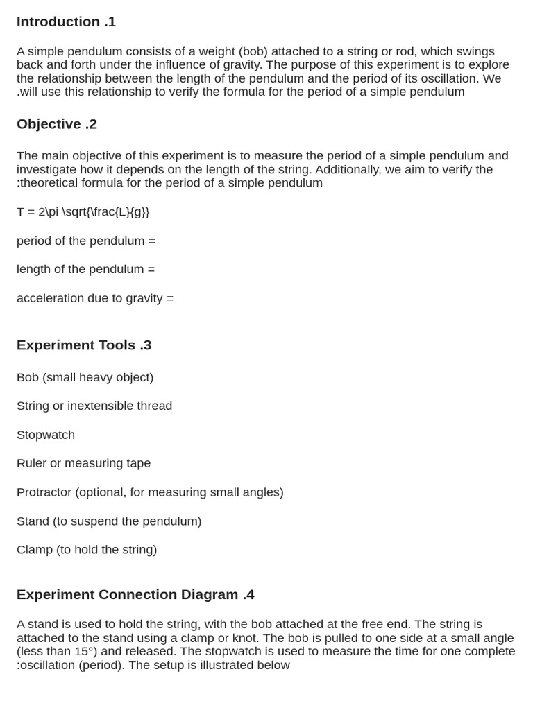 البندولالبسيط | PDF | Pendulum | Physical Quantities