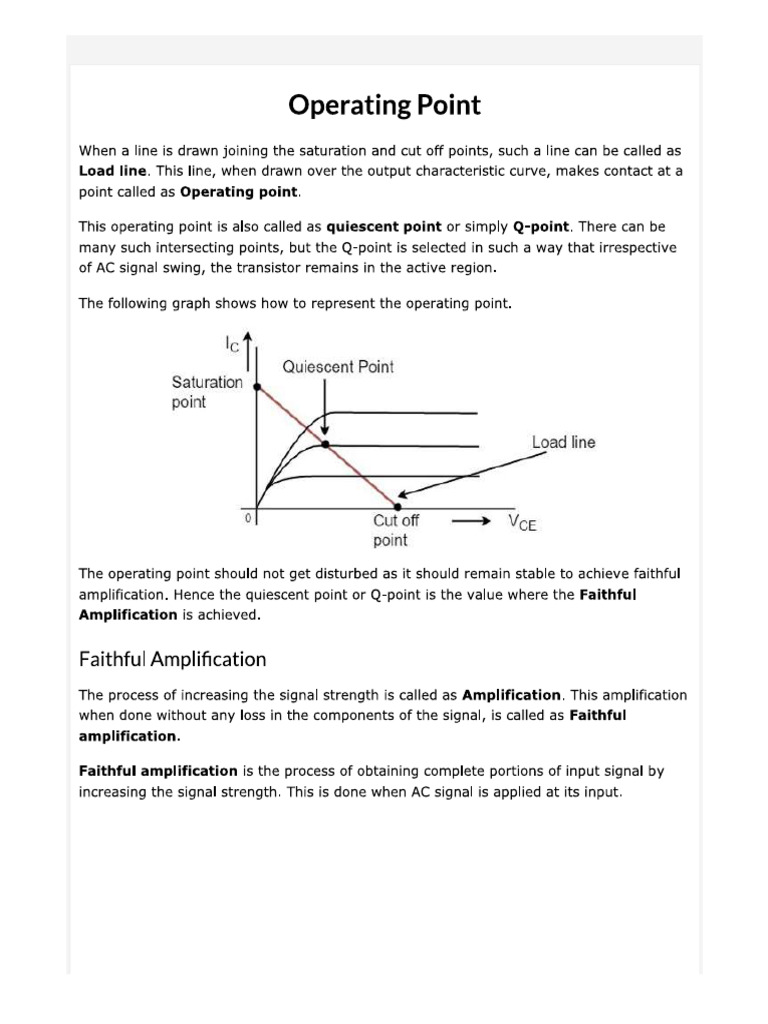 Operating Point of Transistor | PDF