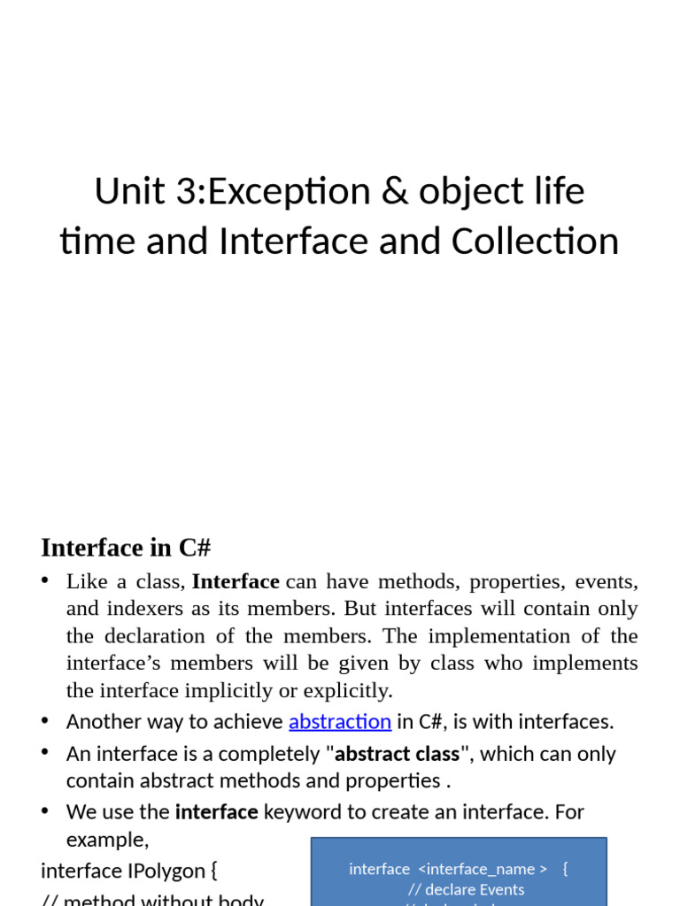 Unit 3 Dot Net Interface | PDF | Class (Computer Programming) | C Sharp (Programming Language)