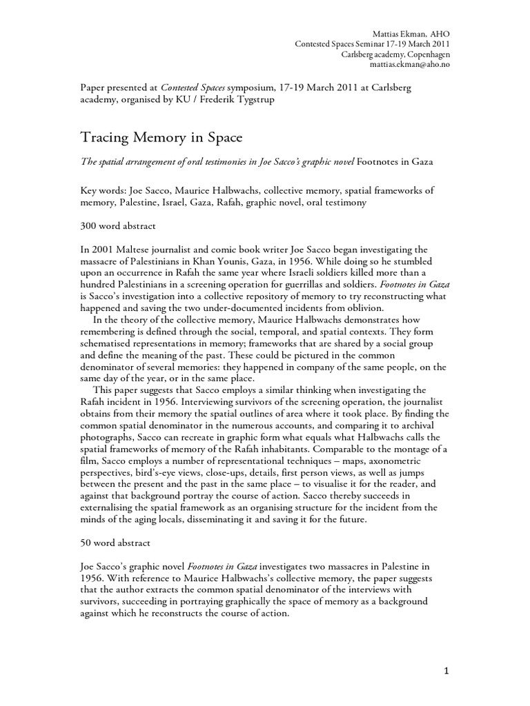 Tracing Memory in Space The Spatial Arra | PDF | Gaza Strip