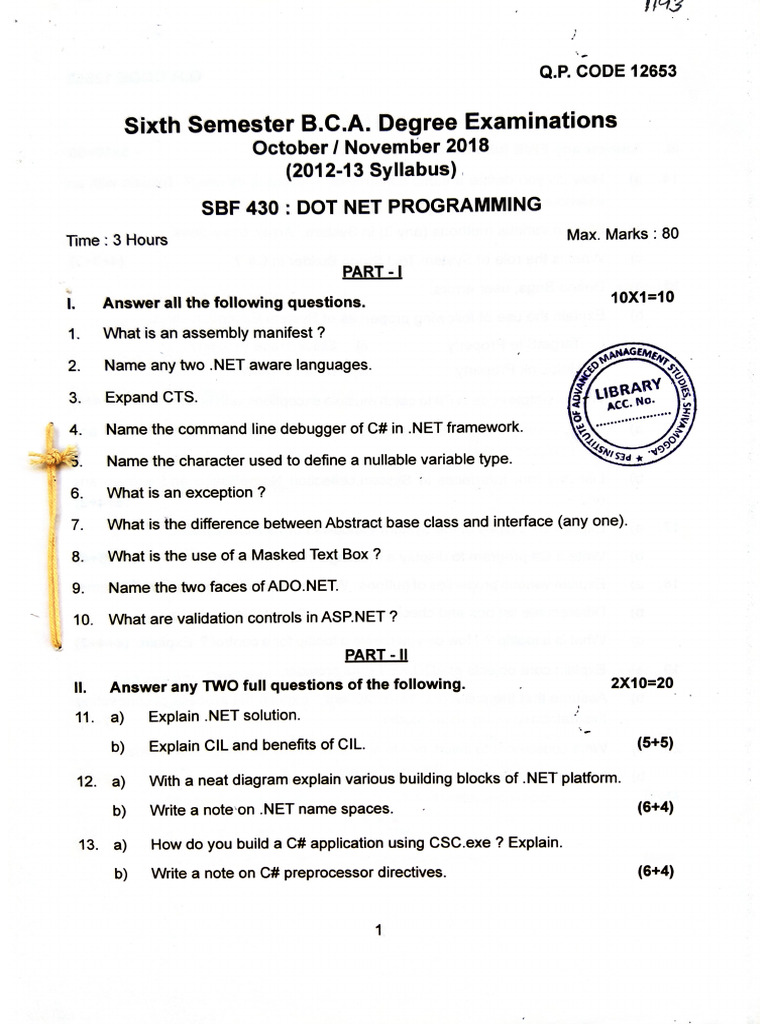6th BCA Dot Net Programming | PDF