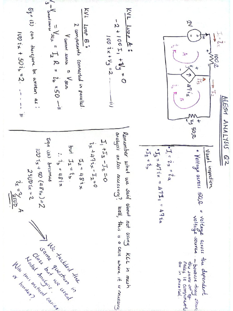 Mesh Analysis Q2 | PDF