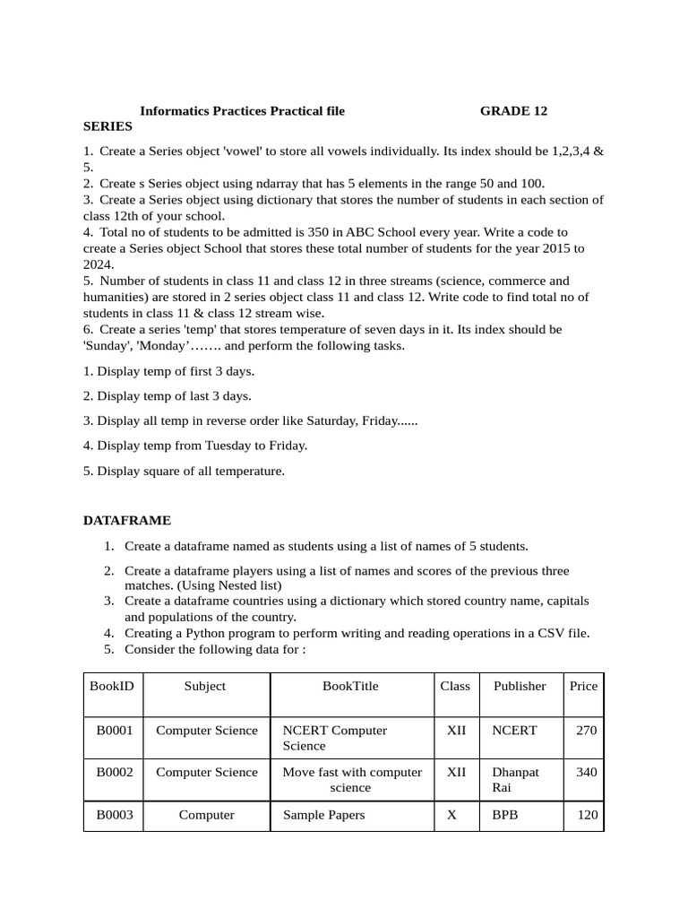 IP Practical File 2024 | PDF | Data Management Software | Databases