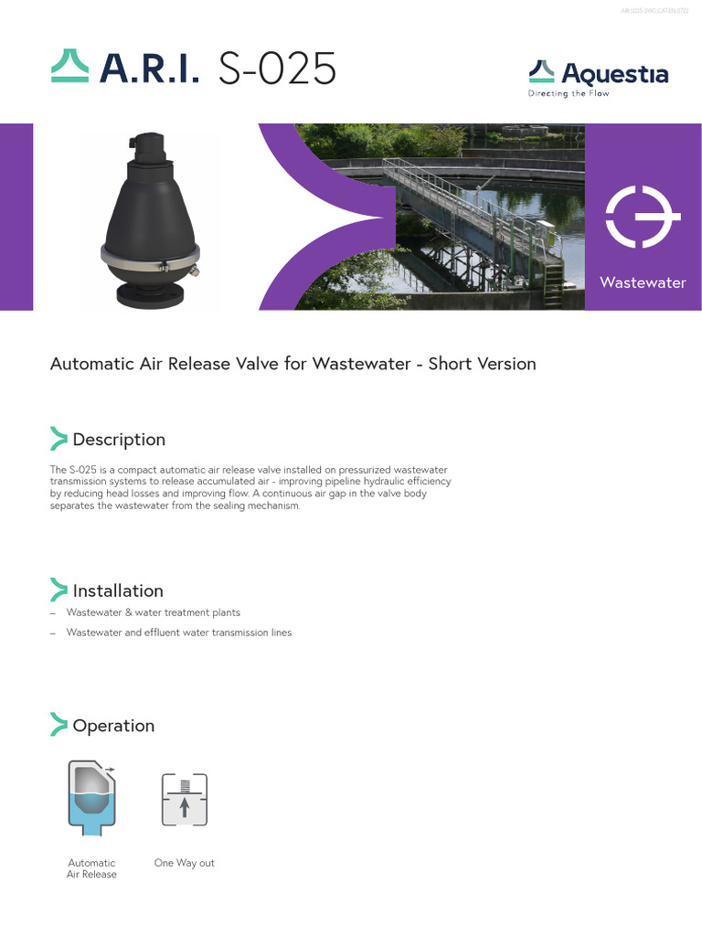 Automatic Air Release Valve S-025 Overview | PDF | Valve | Sewage Treatment