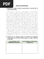 Sopa de Letras de Desastres Naturales - 20 | PDF