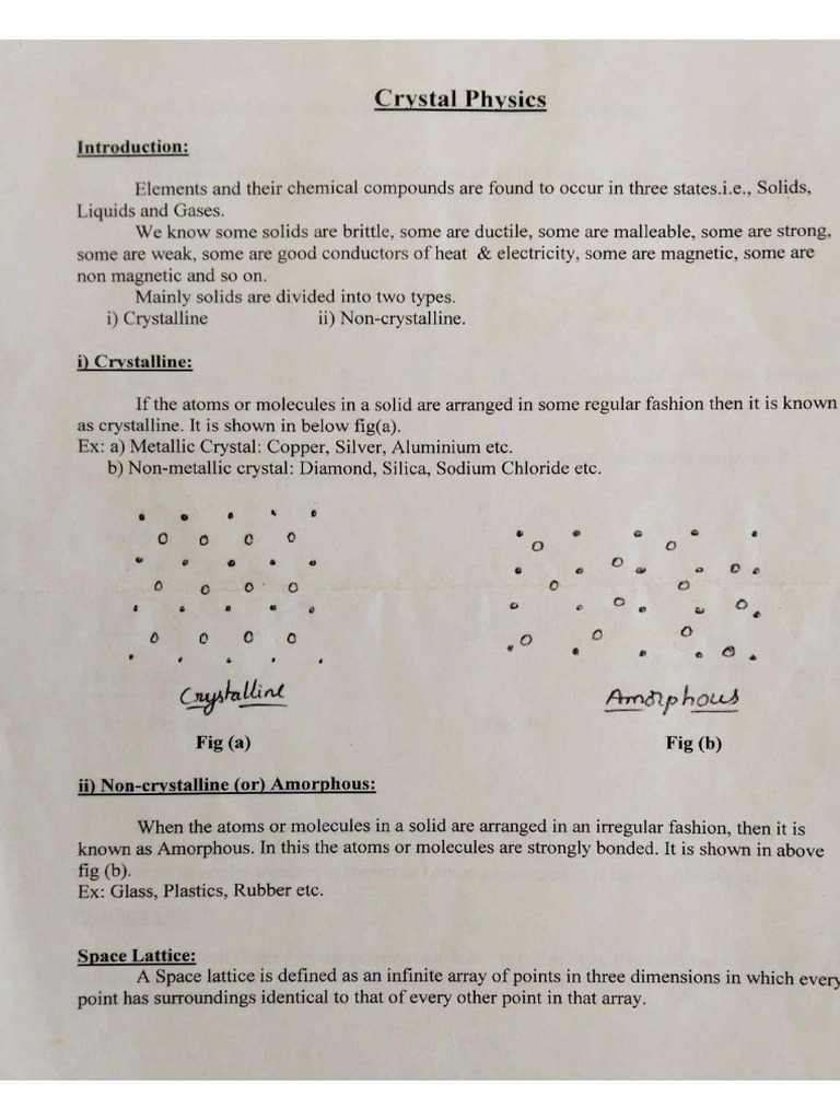 Crystal structure Notes | PDF