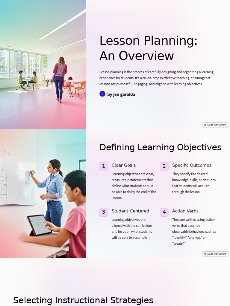 Lesson Planning An Overview | PDF | Educational Assessment | Learning