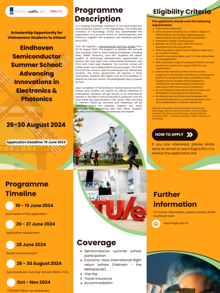 Scholarship Vietnamese Students - Eindhoven Semiconductor Summer School 2024 | PDF