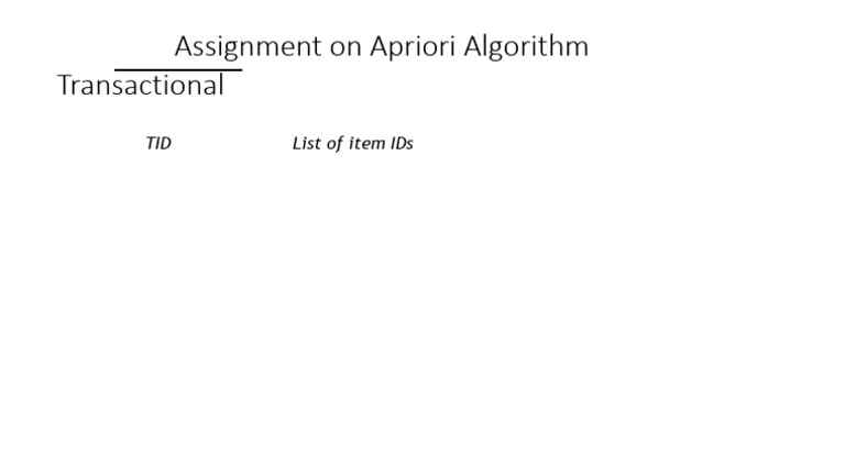 Assignment on Apriori Algorithm | PDF Assignment on Apriori Algorithm | PDF