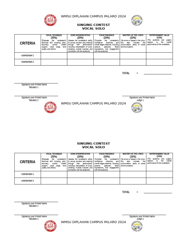 Criteria Singing Contest | PDF | Human Voice | Singing