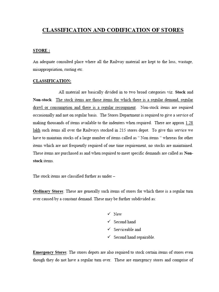 Classification and Codification of Stores | PDF | Kilogram