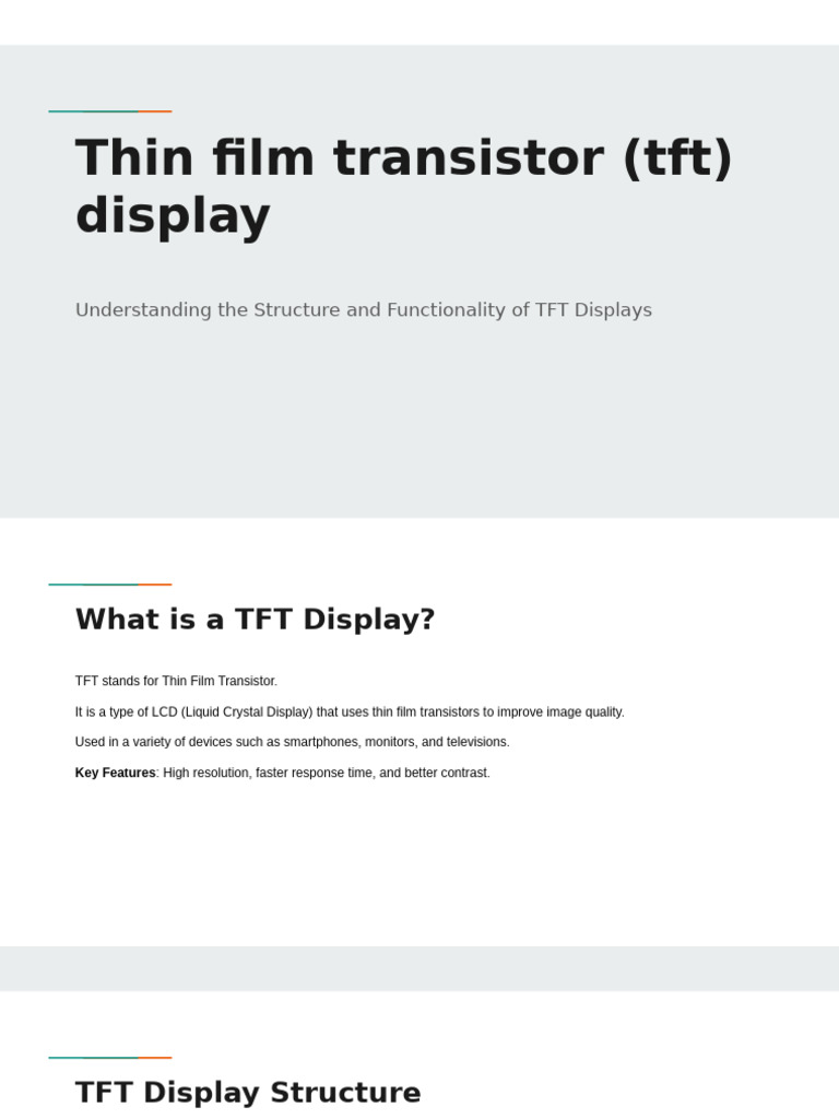 Thin Film Transistor Tft Display Pdf