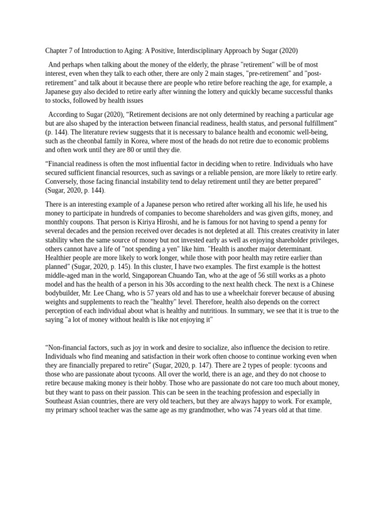 Chapter-7-of-Introduction-to-Aging | PDF | Retirement | Social Psychology