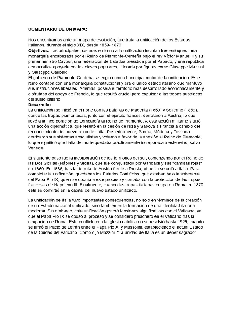 COMENTARIO DE UN MAPA; | PDF | Reino de italia | Italia