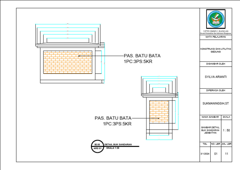 Pas. Batu Bata 1PC:3PS:5KR: Uptd SMKN 1 Rangas | PDF