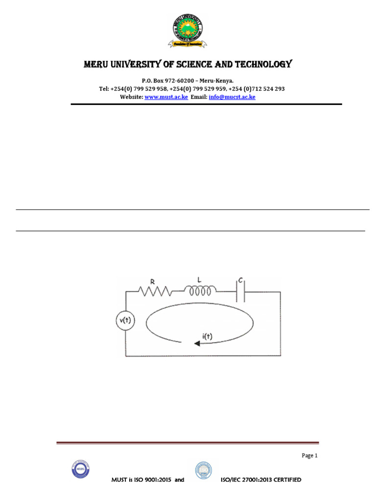 Eet 3251 Electrical Circuits And Networks Pdf Electronics