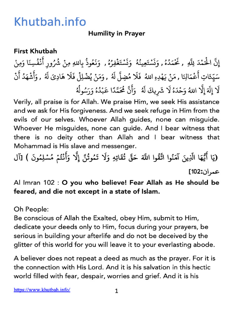 Humility in Prayer PUBLISH | PDF