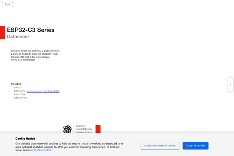 Espressif Systems ESP32-C3 Datasheet | PDF | Computers