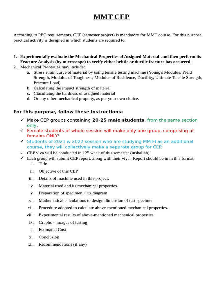CEP Instructions | PDF