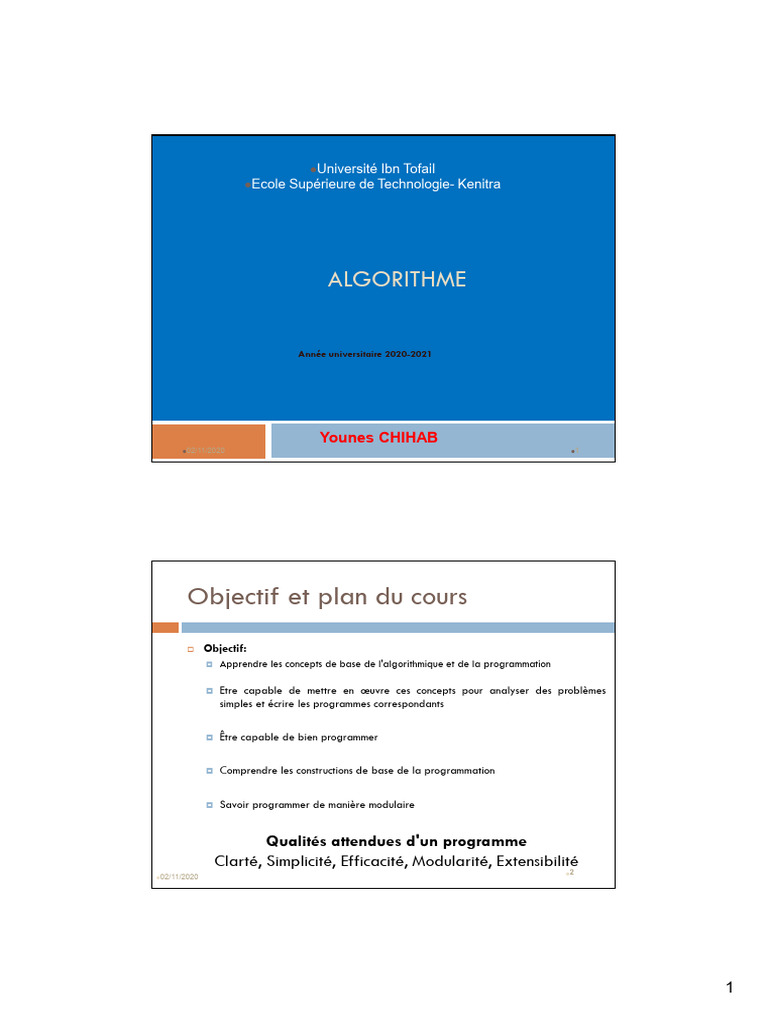 Cours Algo 2020 | PDF | Langage de programmation | Compilateur