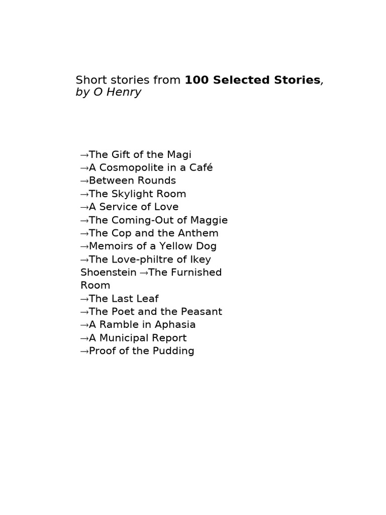 Short Stories From:, by O Henry | PDF