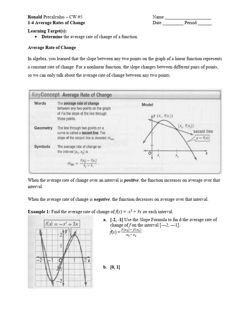 Average Rates of Change in Functions | PDF | Teaching Methods & Materials