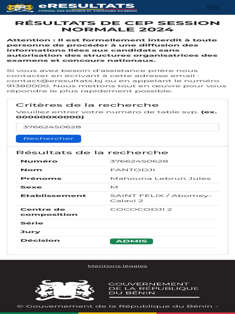 Résultats CEP 2024 en ligne | PDF