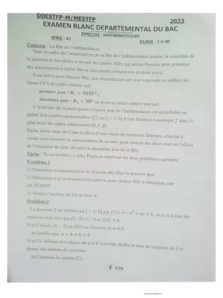 Sujets de L Examen Blanc | PDF
