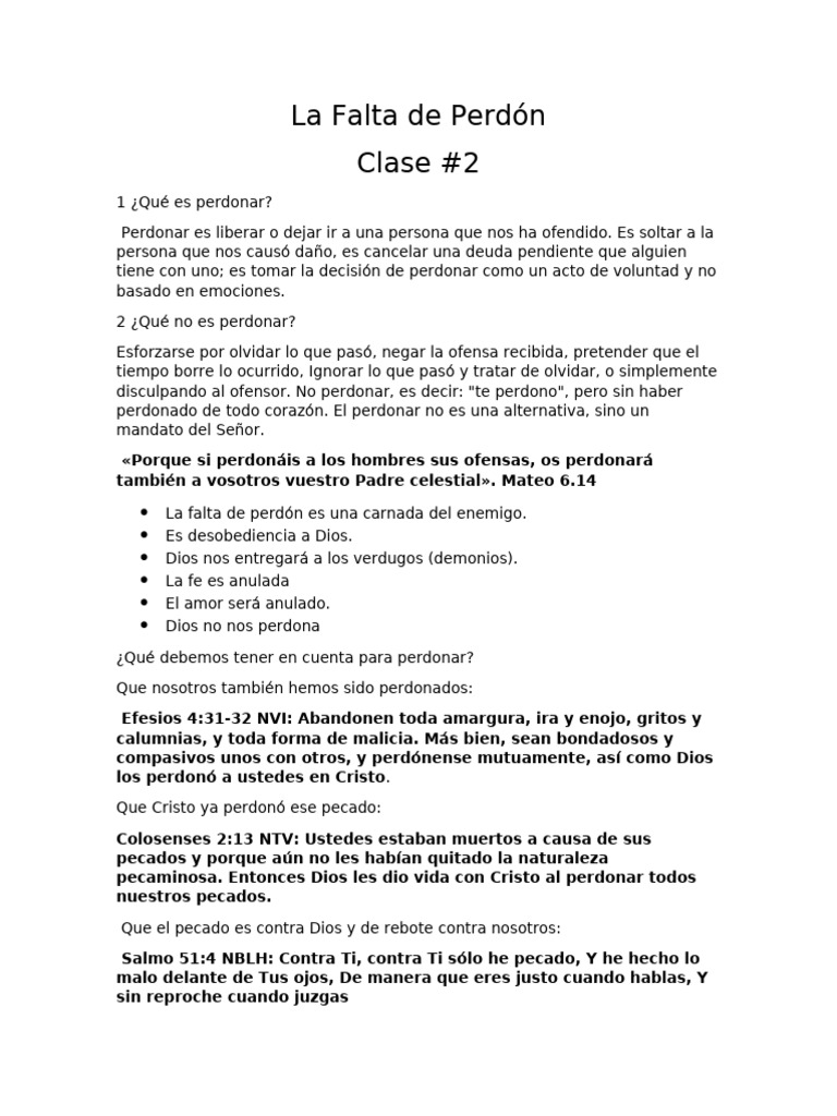Sanidad Interior Clase El Perdon | PDF | Pecado | Perdón