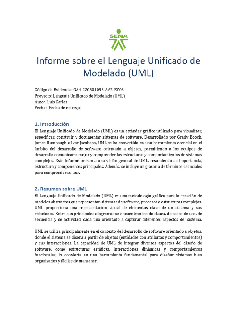 Informe UML | PDF | Lenguaje de modelado unificado | Objeto (informática)