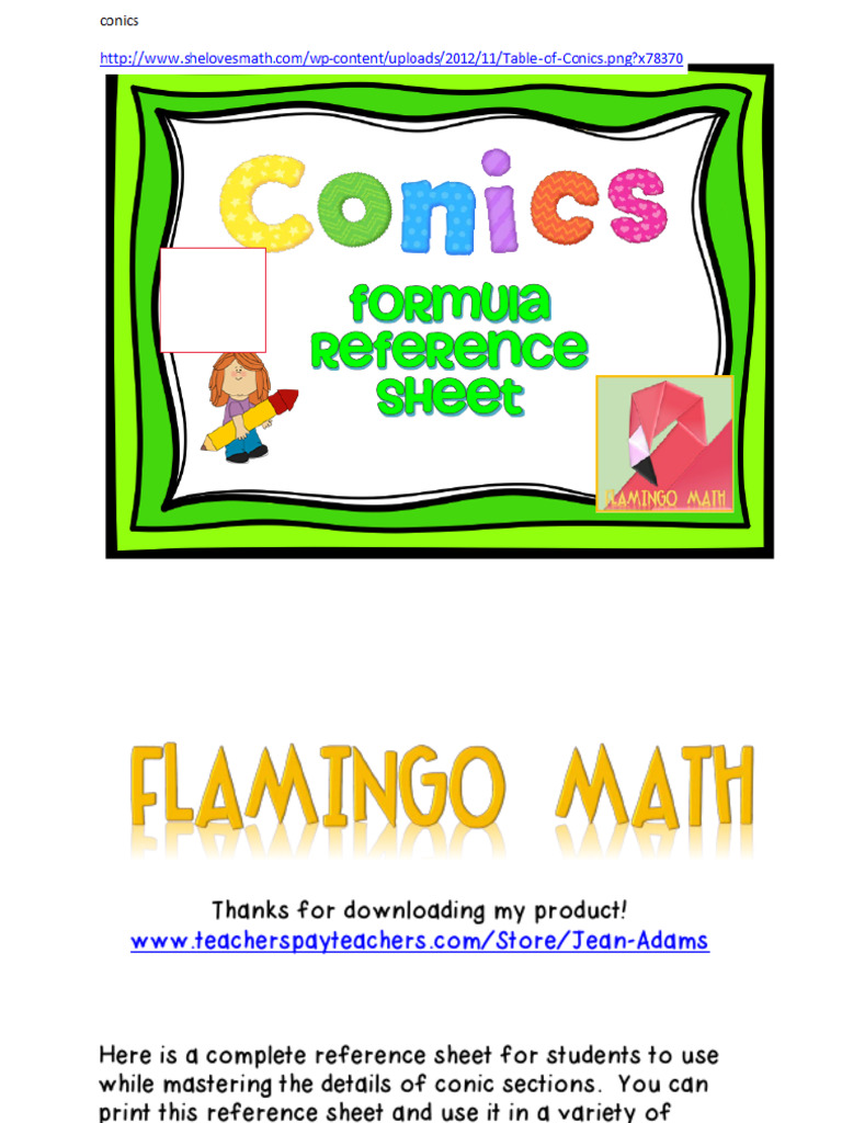 Conic Sections Cheat Sheet | PDF | Euclidean Plane Geometry | Elementary Geometry