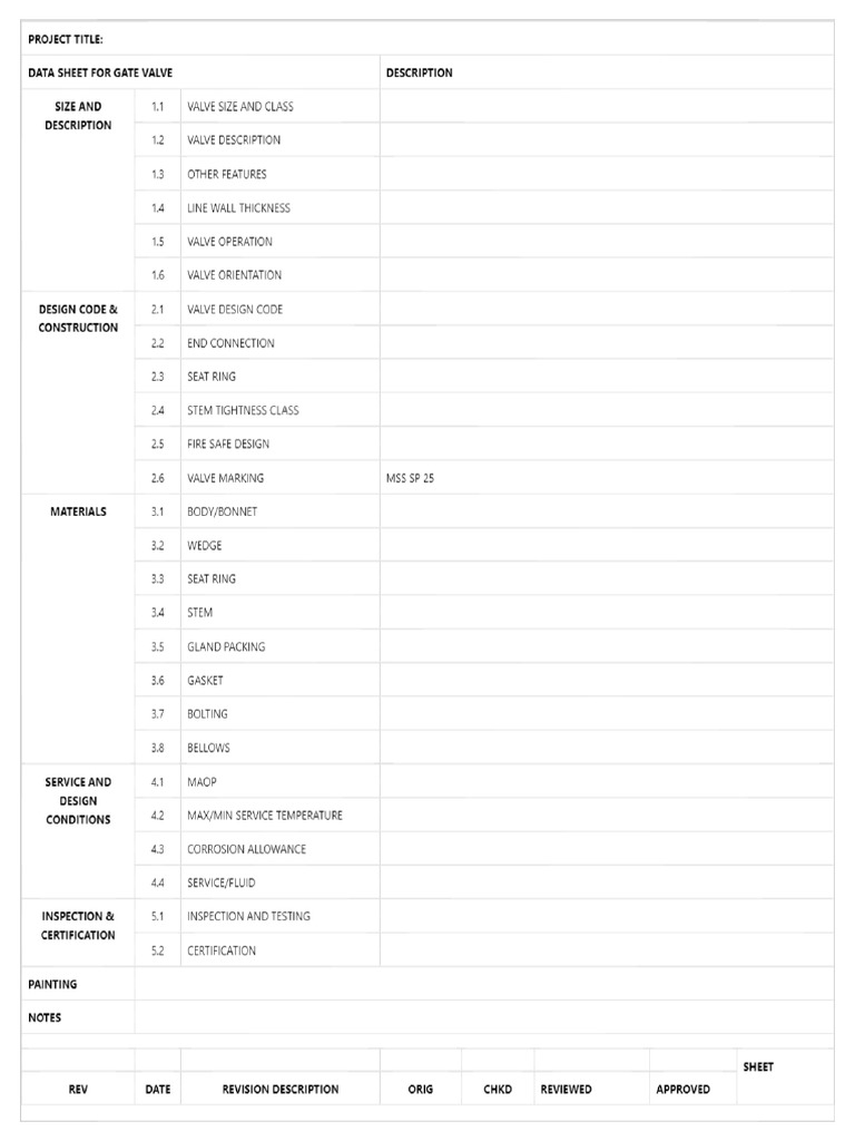 Gate Valve Datasheet | PDF