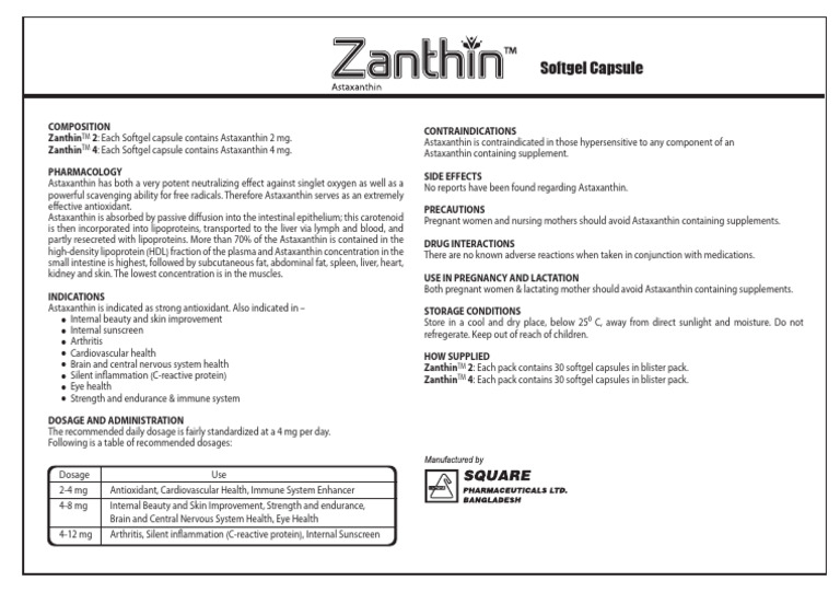 Astaxanthin Softgel Benefits & Dosage | PDF | Lipoprotein | High ...