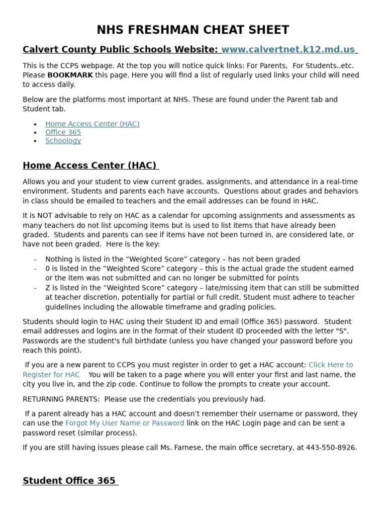 Nhs Freshman Cheat Sheet | PDF | Password | User (Computing)