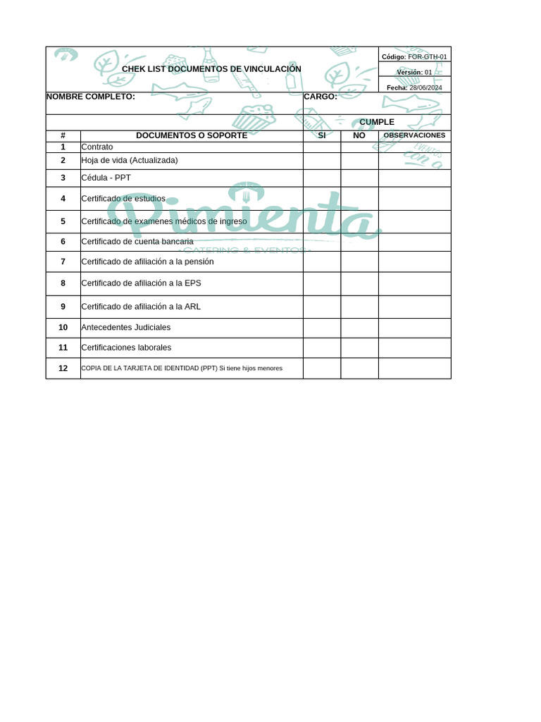 Chek List Documentos | PDF