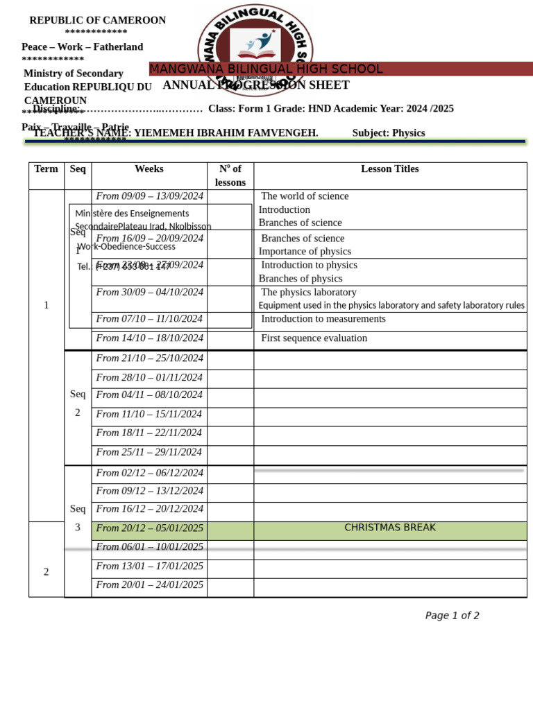 Progression Sheet MBHS | PDF | Science | Inquiry