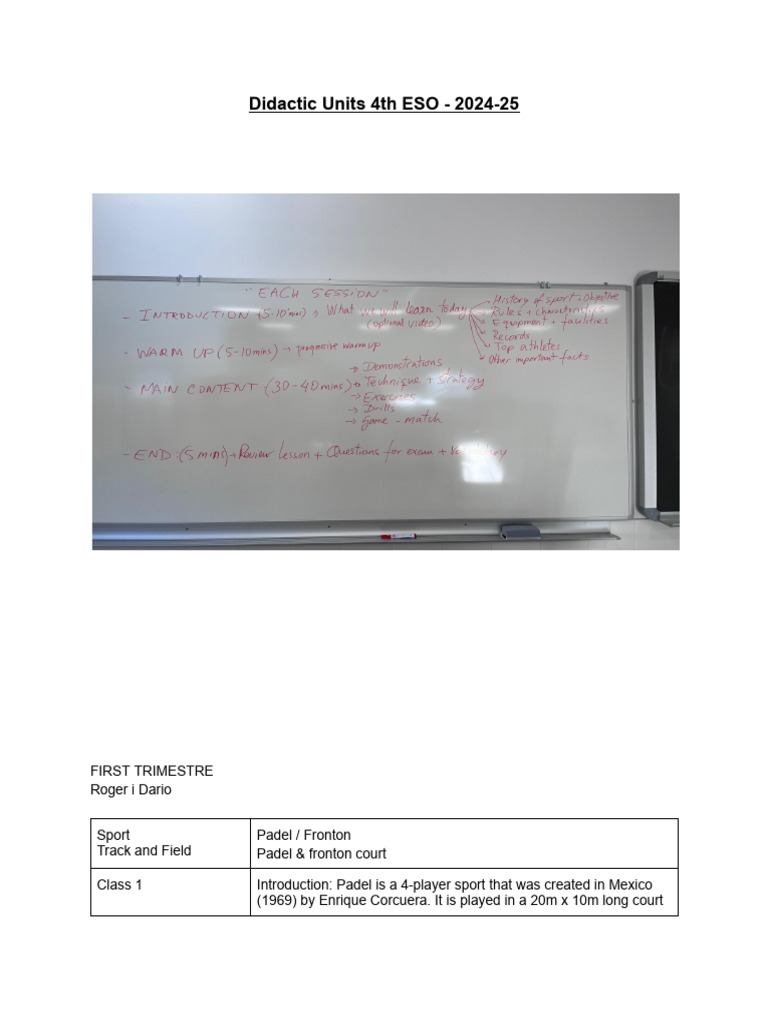 Didactic Units 4th ESO - 2024-25 | PDF | Sports | Ball Games