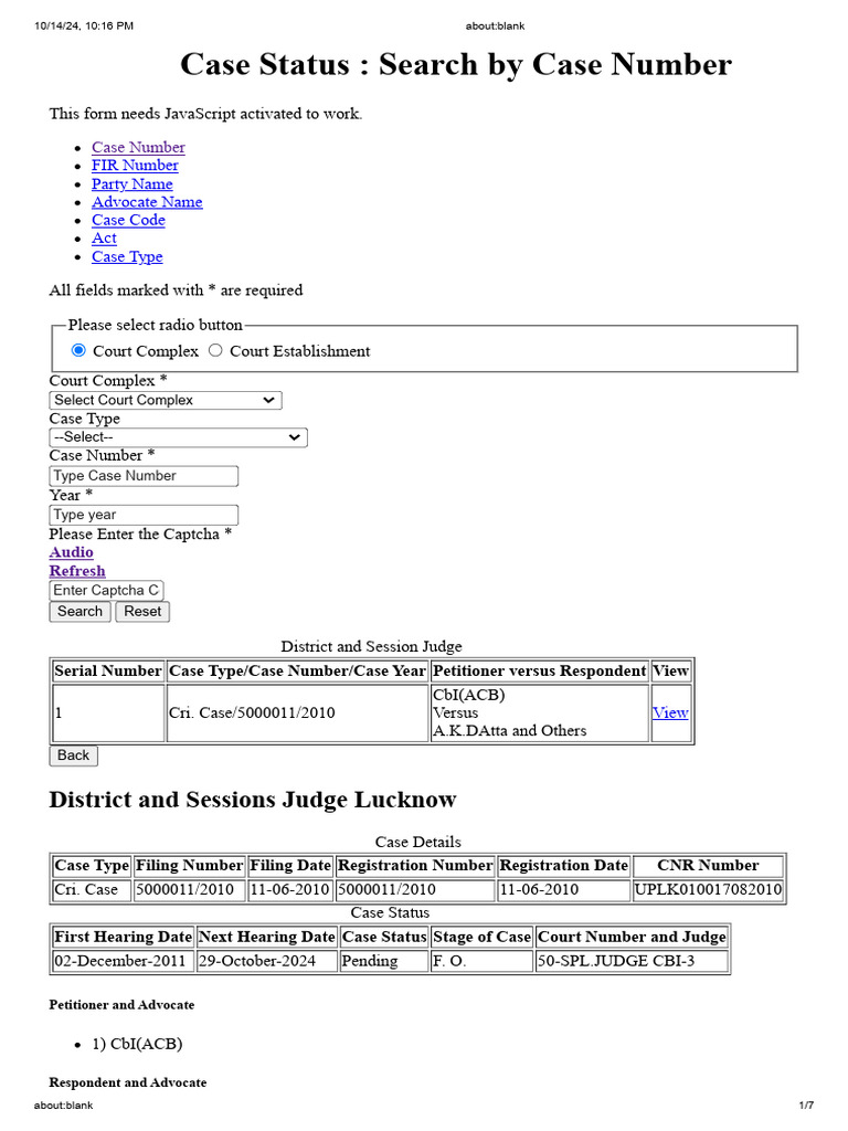 CBI Case status dated 14.10.2024 | PDF