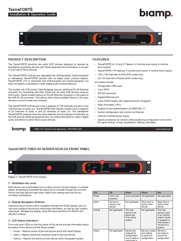 Tesira Biamp Tesira Forete Avb Ai Manual 2 | PDF | Ip Address ...