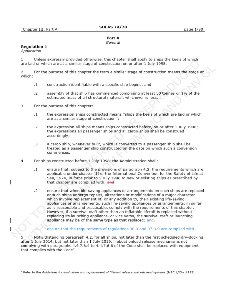 SOLAS Chapter III Regulations Overview | PDF | Shipping | Watercraft
