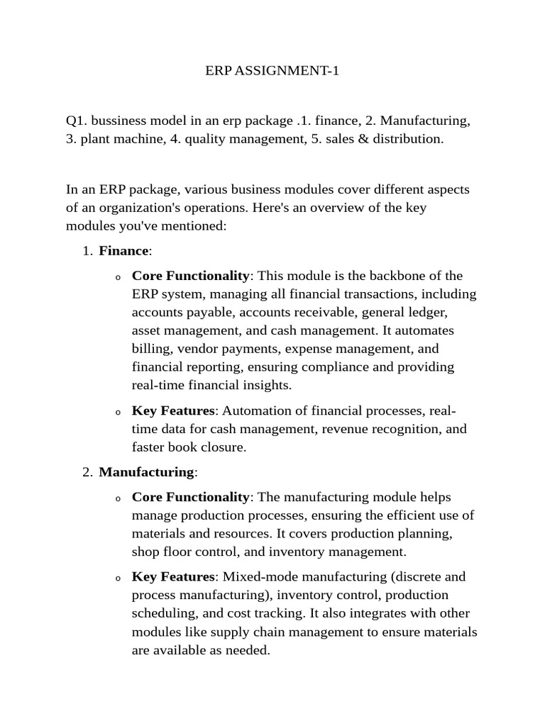 Erp Assignment -1 Ans | PDF | Enterprise Resource Planning | Customer Relationship Management