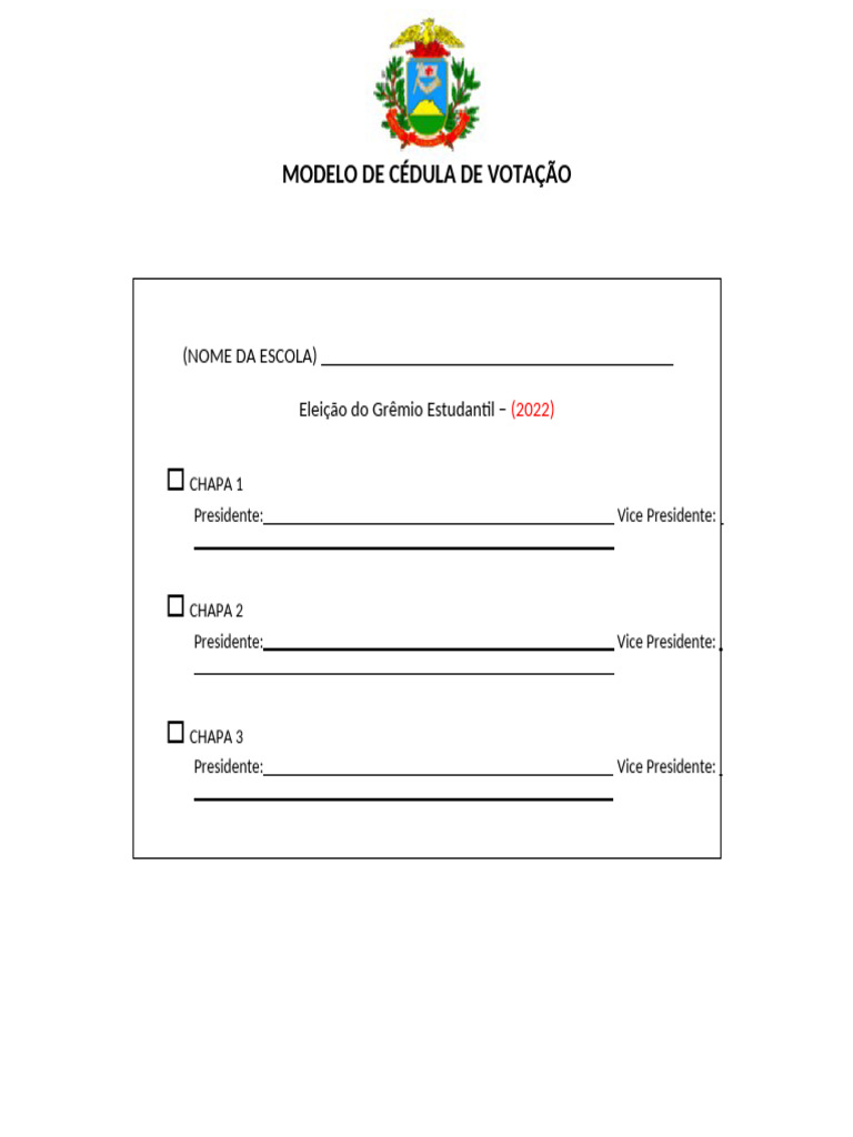 Modelo de Cédula de Votação | PDF