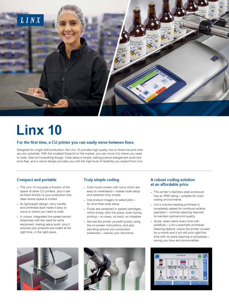 Linx 10 Datasheet | PDF | Printer (Computing) | Computing
