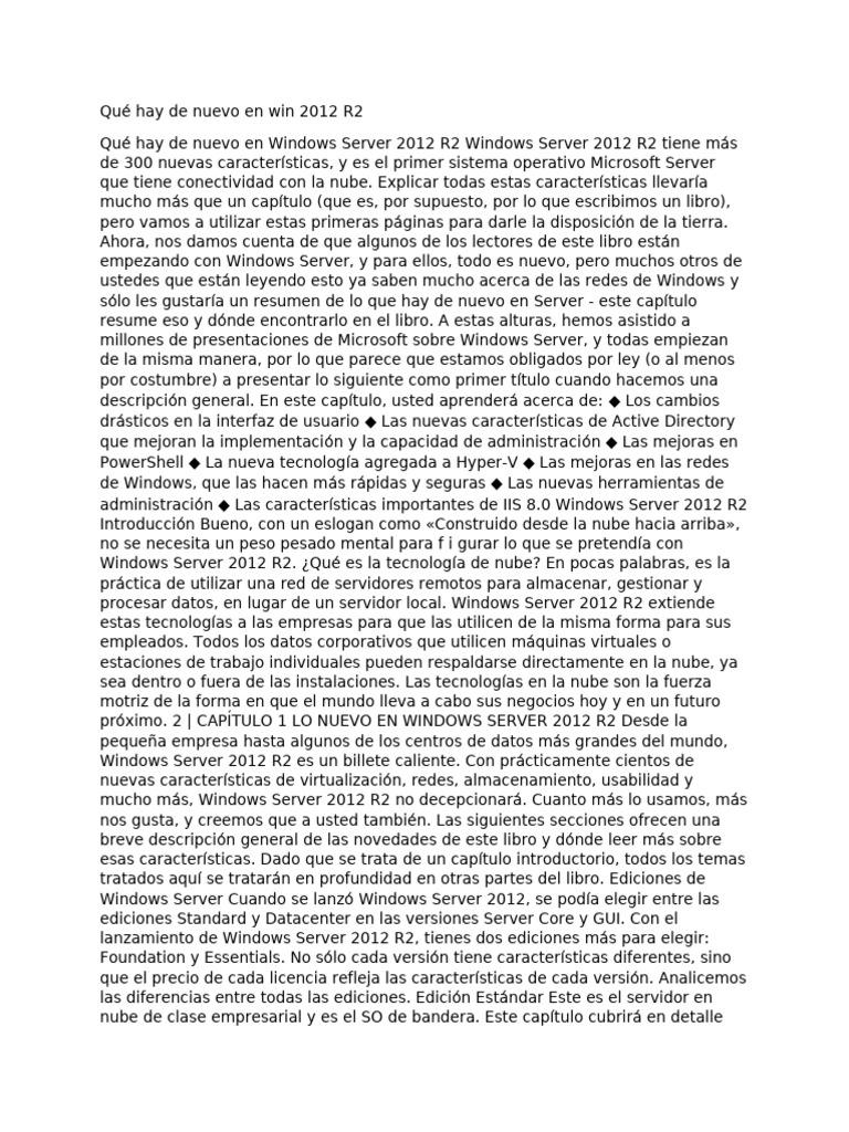 Novedades de Windows Server 2012 R2 | PDF | Computación en la nube ...
