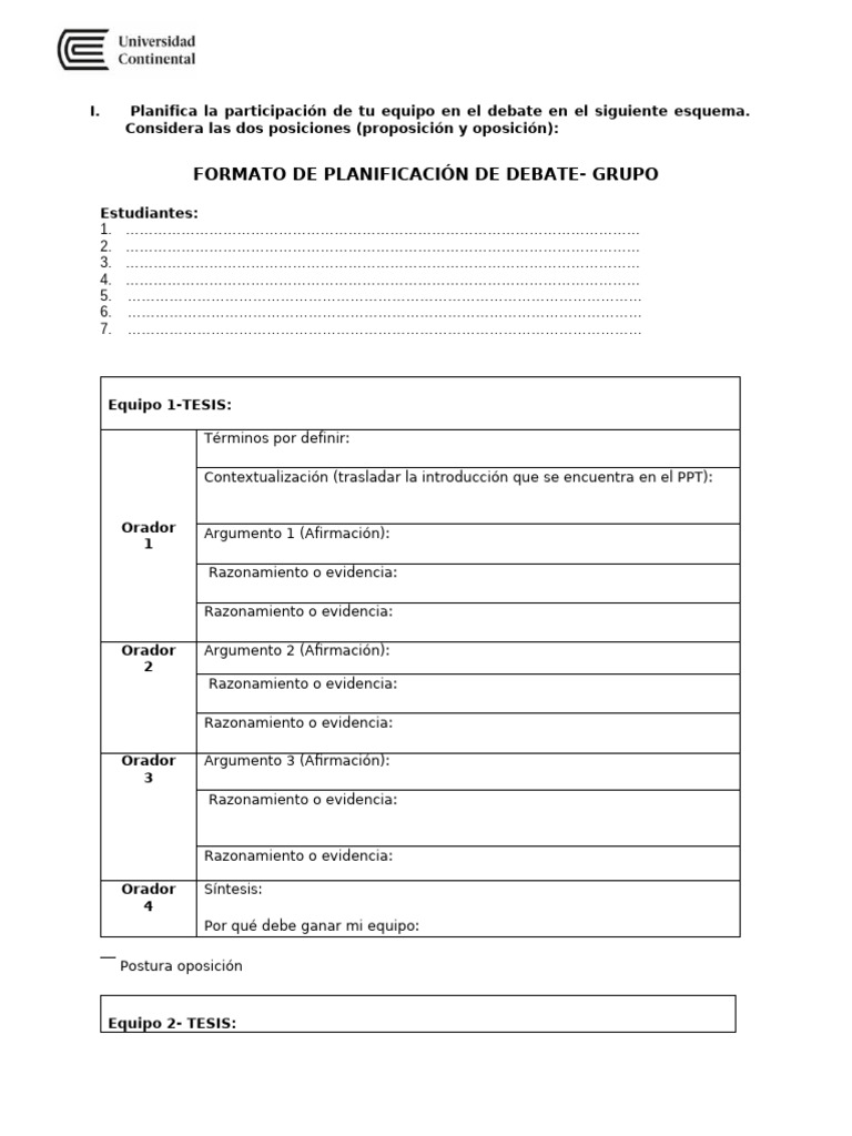 Planificación de Debate en Equipo | PDF | Informática
