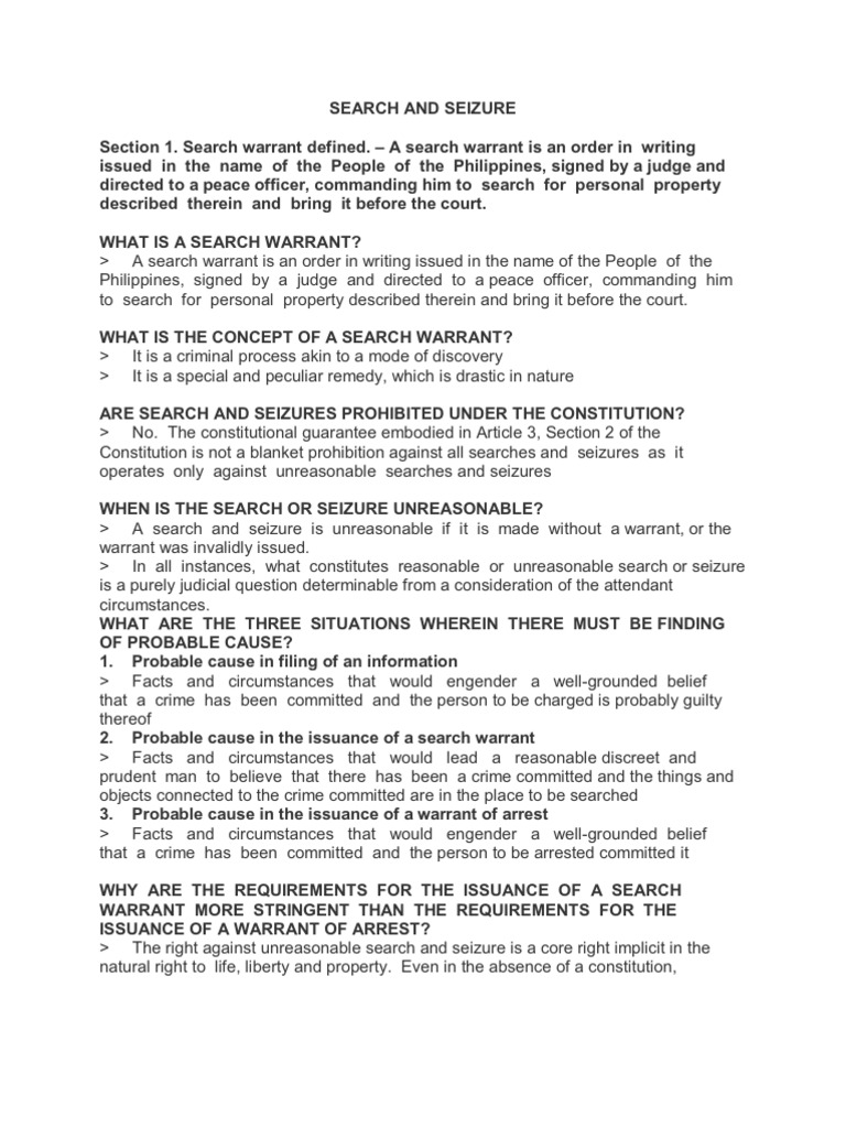 Search and Seizure | PDF | Search And Seizure | Search Warrant